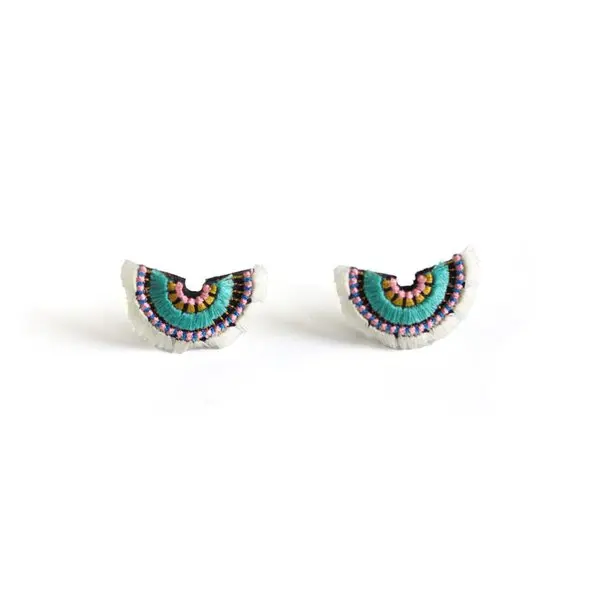 NANA WATANABE Bloom Petal Embroidered Earrings - Pink/white