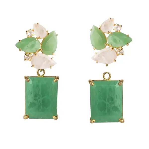 Bounkit San Diego Convertible Earrings - Green/white
