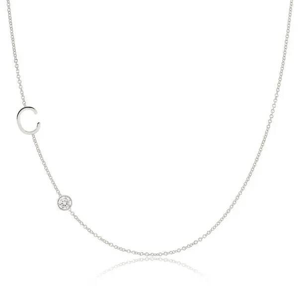 Maya Brenner Designs Diamond Monogram Necklace - White