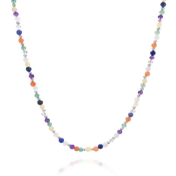 NELLOU JEWELLERY Chakra Gemstone Necklace - Silver