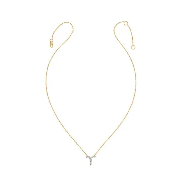 HEATHER HAWKINS Horoscope Zodiac Aries Ram Symbol Diamond Necklace - Gold