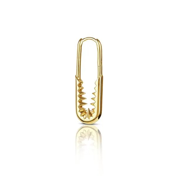 KASUN LONDON Safety Pin Hoop Earrings - Gold