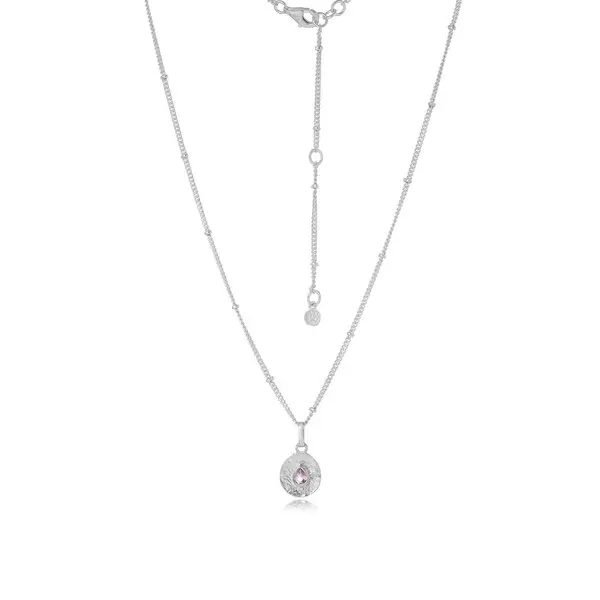 MOON LONDON Pink Amethyst Sterling Adjustable Pendant Necklace - Silver