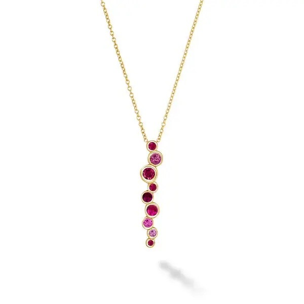 DOWER & HALL Yellow Gold Cascade Pendant - Pink/gold/red
