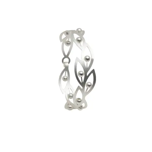 Saachi Beaded Botanical Hook Bracelet - Silver