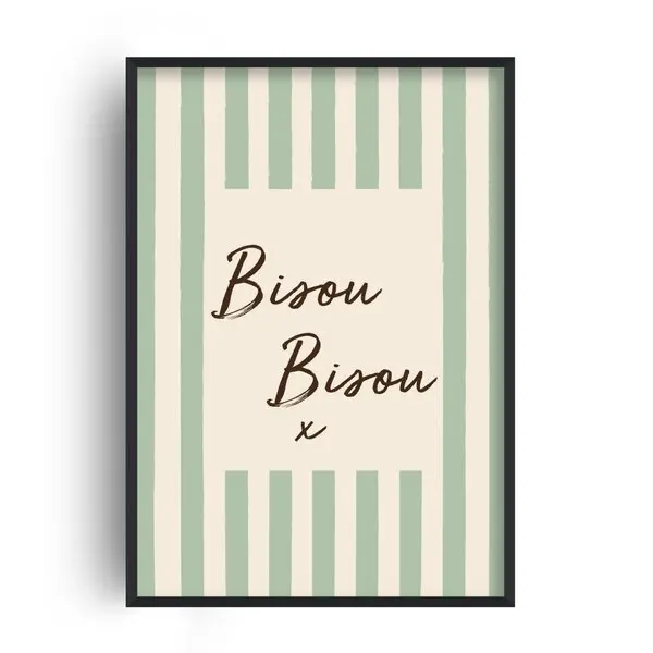 FANCLUB Neutrals Retro Striped Bisou Art Print - Green