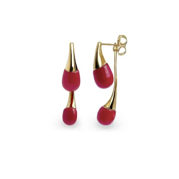 GOLD & HONEY Pink Flamingo Double Drop Earrings - Pink/gold