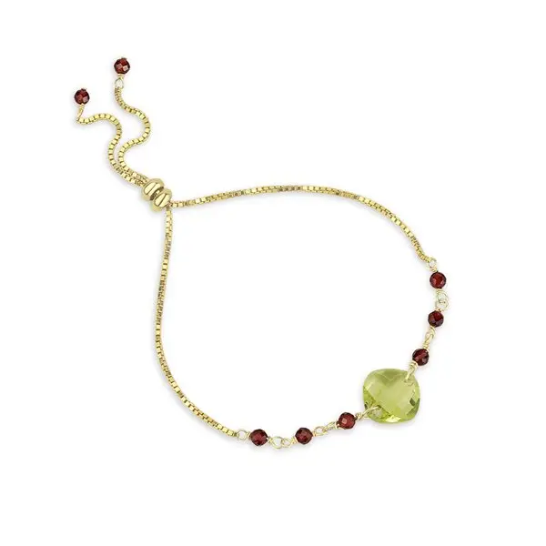 MOUNIR LONDON Cushion Cut Gemstone Slider Bracelet - Red/gold/yellow