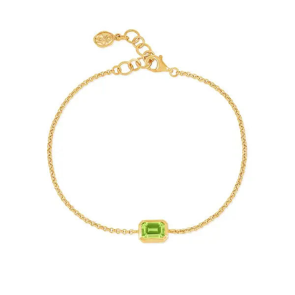 DOWER & HALL Octagon Peridot Chain Bracelet - Gold/green