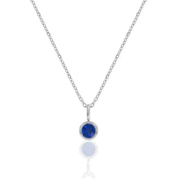 A WEATHERED PENNY Birthstone Pendant Necklace - Blue/silver