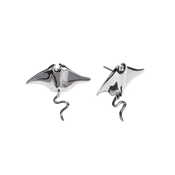 LUNA DELPHINE Manta Stud Earrings - Silver