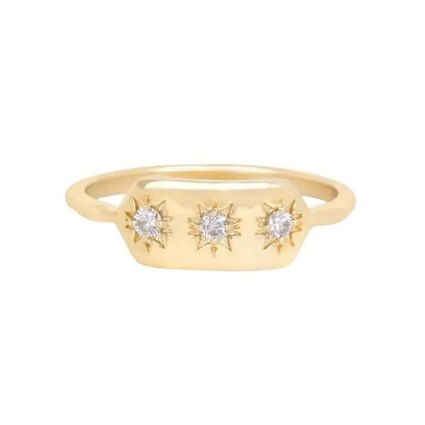 ZOHREH Diamond Starburst 9k Signet Ring - Gold