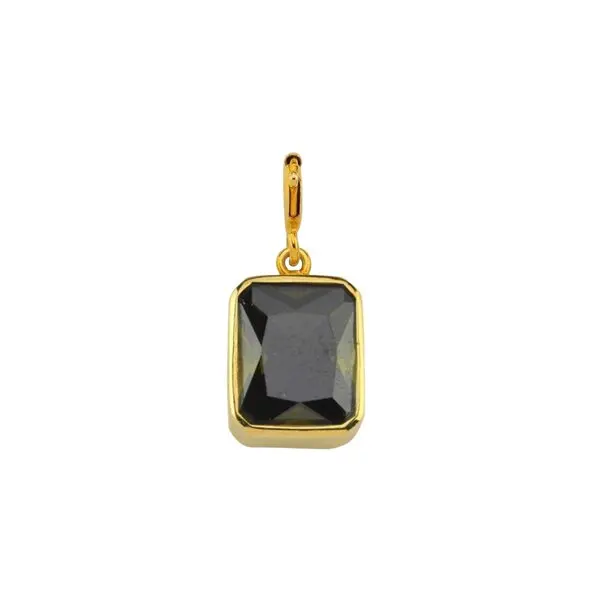 LINYA JEWELLERY Rectangular Crystal Charm - Green