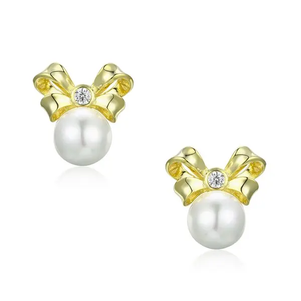 SANTINNI Viscountess Bow & Pearl Earrings - Gold