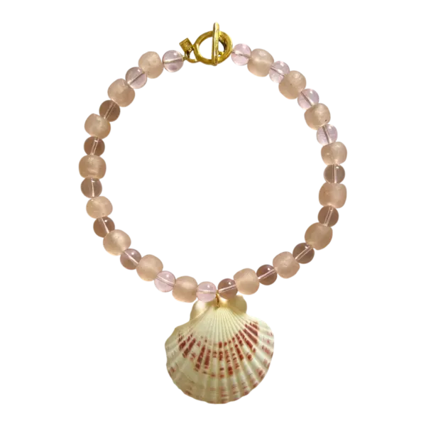 SCCOLLECTION Beaded Shell Necklace - Pink/white