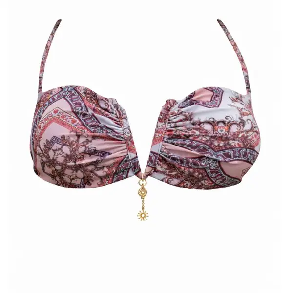 IVY SWIMWEAR Coral In Tuscan Print Bikini Top - Pink/red
