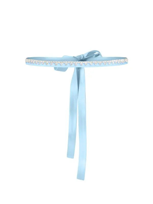 TIA DORRAINE Crystal-embellished Tie Belt - Blue