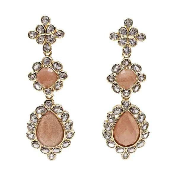 FARRA Sunstone Setting Statement Earrings - Orange