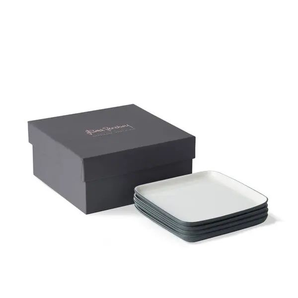 ESMA DEREBOY Black / White Square Bread Plate Set Of Four Black Ivory Colour - Black/white