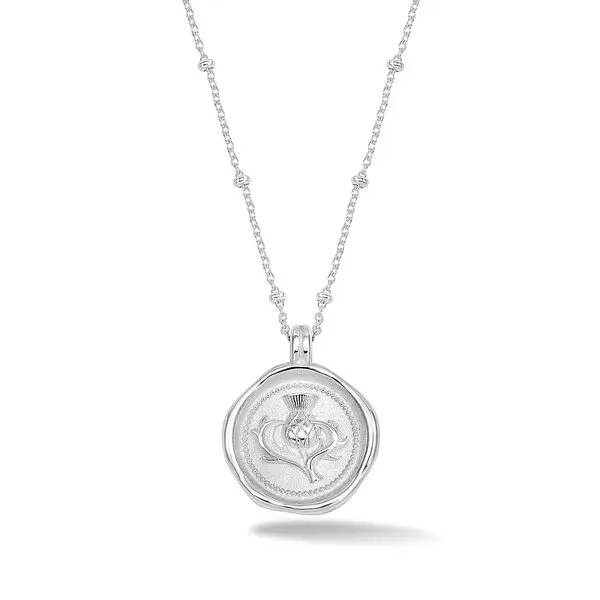 DOWER & HALL Thistle Talisman Pendant Necklace - Silver