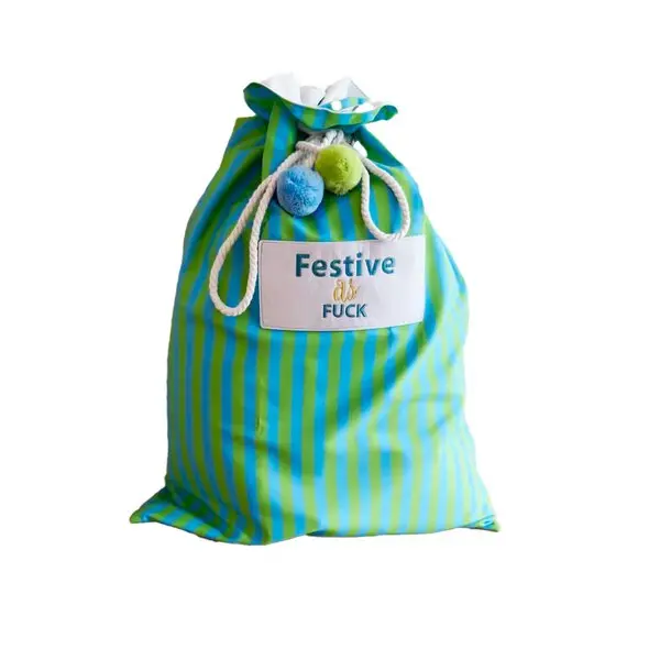 LILLY LOVES Festive As Fuck Christmas Sack - Green