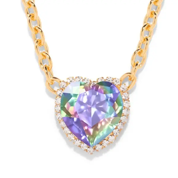 THE PINK REEF Ocean Crystal Heart Necklace - Pink