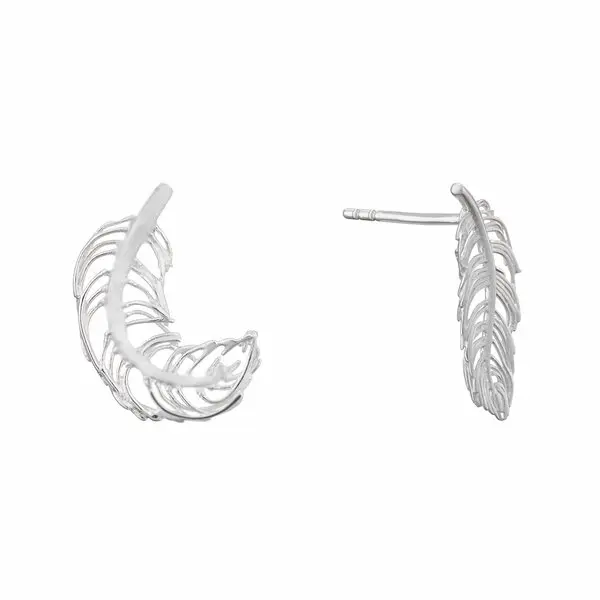 LILY CHARMED Sterling Feather Stud Earrings - Silver