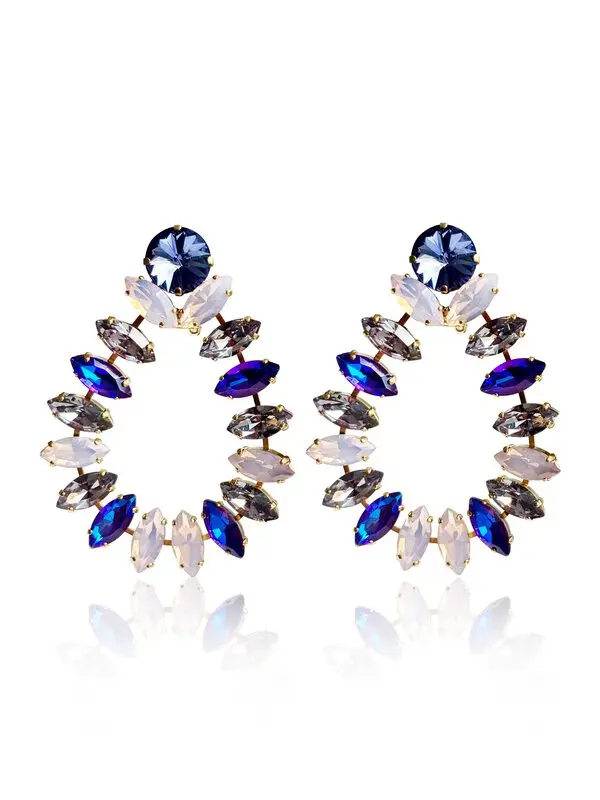 LAURA GRAY Julie Ombre Crystal Hoop Earrings - Purple
