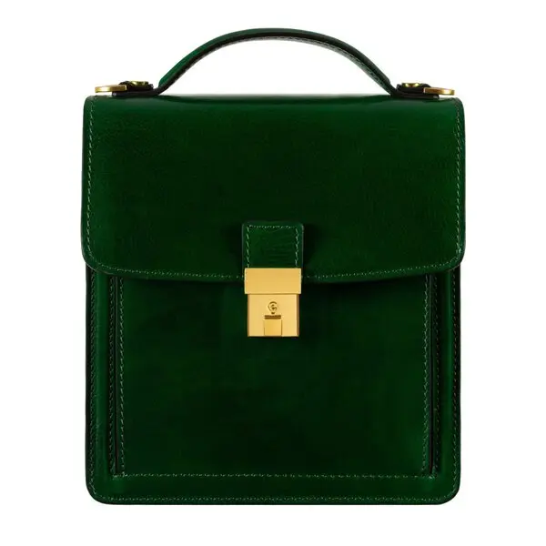 TIME RESISTANCE Small Leather Briefcase Walden - Green