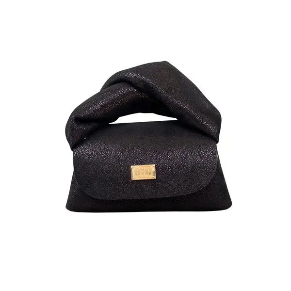 AABOUX Nury Midi Stingray Print Suede Bag - Black