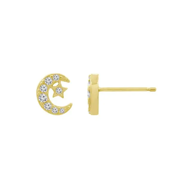 DIAMONBLISS Marilyn Monroe Moon & Star Stud Earrings - Gold