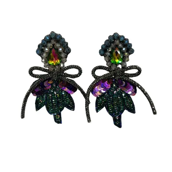 SIMITRI Orchid Drop Earrings - Purple