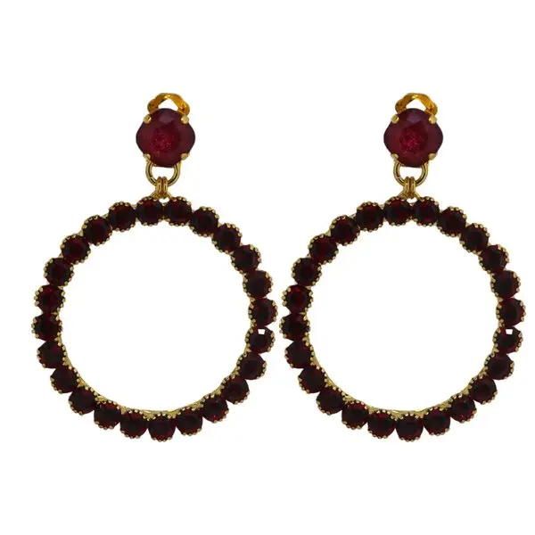 VICKISARGE Hoop Crystal Earrings - Gold/red