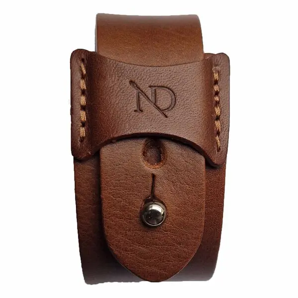 N'DAMUS LONDON Finsbury Natural Grain Leather Bracelet With Silver Button - Brown