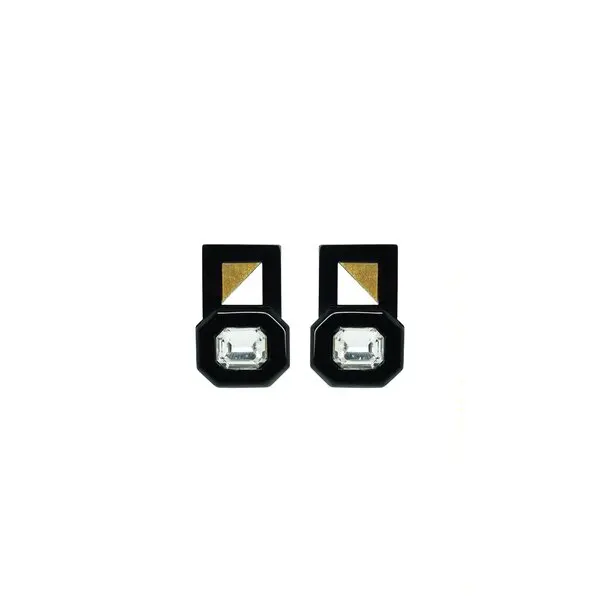 GISSA BICALHO Octagonal Stone Acrylic Earrings - Yellow