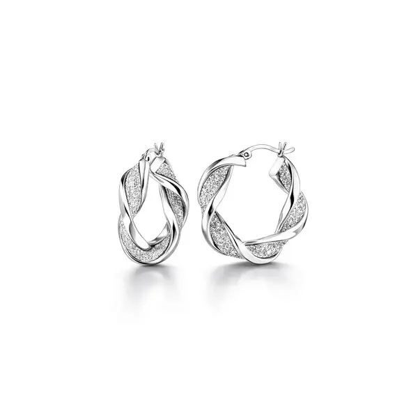 GOLD & HONEY Glitter Twist Hoop Earrings - Silver