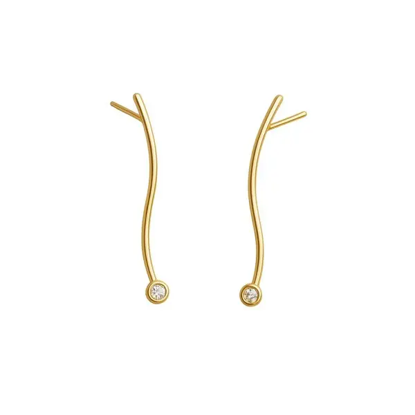 LILY FLO JEWELLERY Light Line Arc Diamond Earrings - Gold
