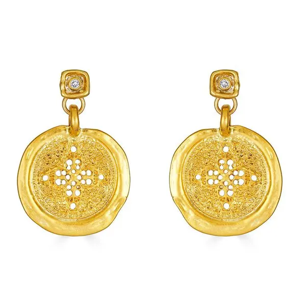 LONI PAUL JEWELRY Filigree Coin Dangle Earrings - Gold