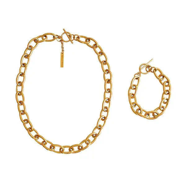 OUTOFOFFICE Chain Necklace And Bracelet Set - Gold