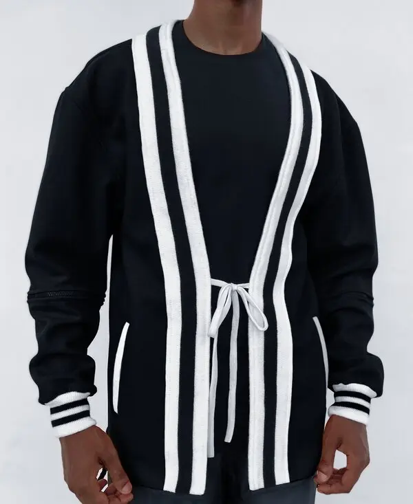 COOL CREATIVE Kimono Varsity Cardigan With Zip-off Sleeve