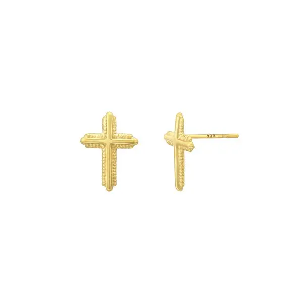 GOLD & HONEY Petite Cross Stud Earrings - Gold