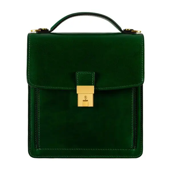 TIME RESISTANCE Small Leather Briefcase - Green