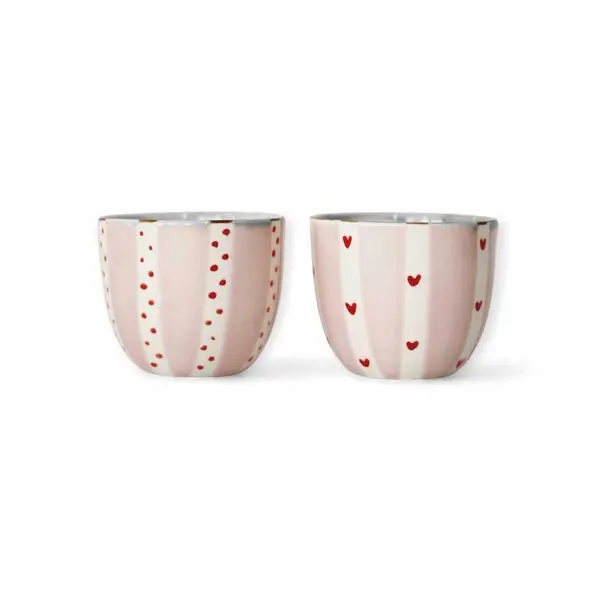 Lali Design Studio Enjoy Handmade Espresso Mugs Set Of Two Porcelain - Pink