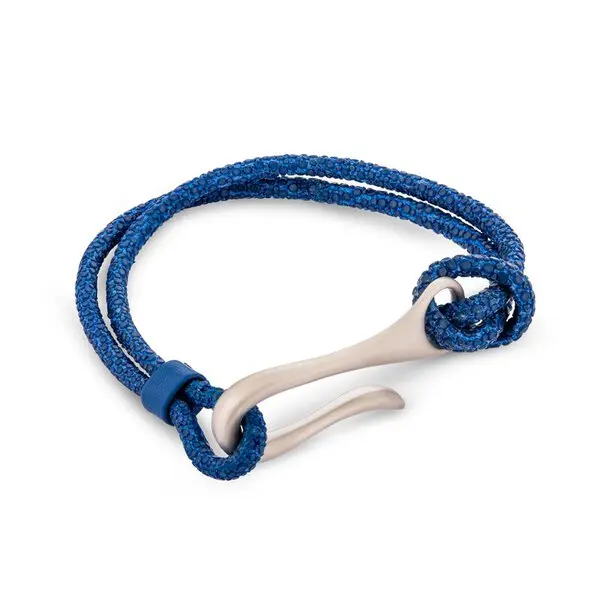SALLY SKOUFIS Blue Adescare Cuff With Galuchat Leather - Blue/silver