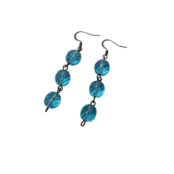 AMY DELSON JEWELRY Faceted Crystal Drop Earrings - Black/blue
