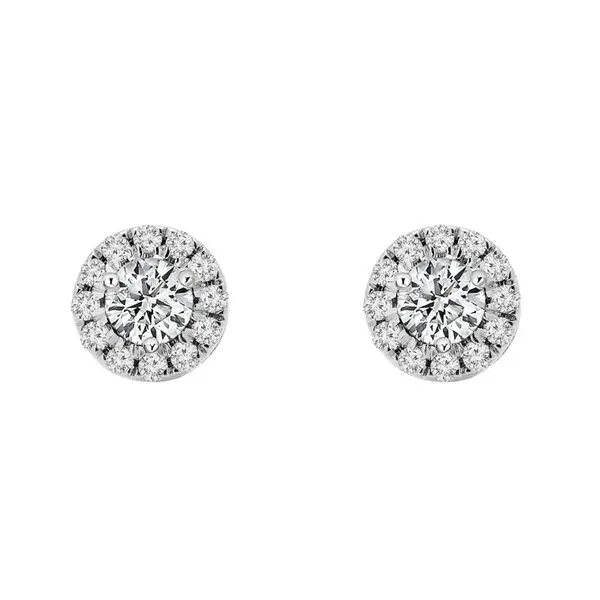 AUGUSTINE JEWELS Birthstone Halo Diamond Stud Earrings - White
