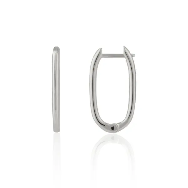 SPERO LONDON Oval Rectangular Hoop Earring - Silver