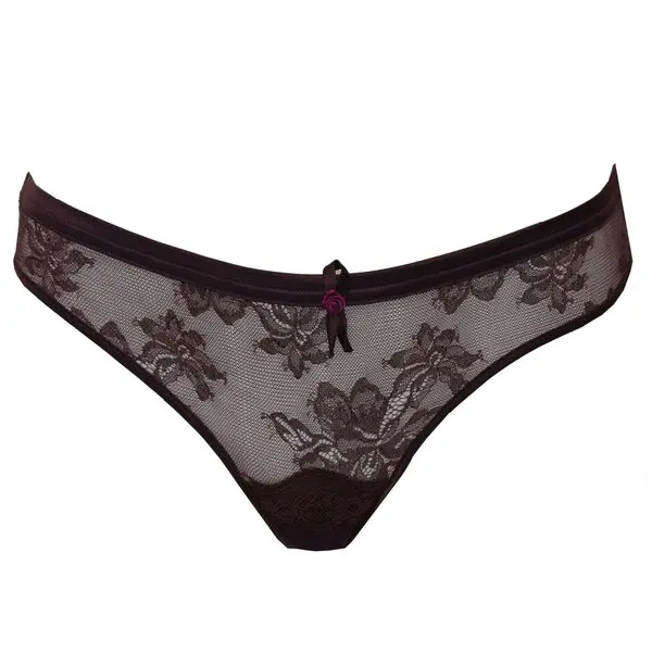 TALLULAH LOVE Silk Plum Kitten Thong - Purple