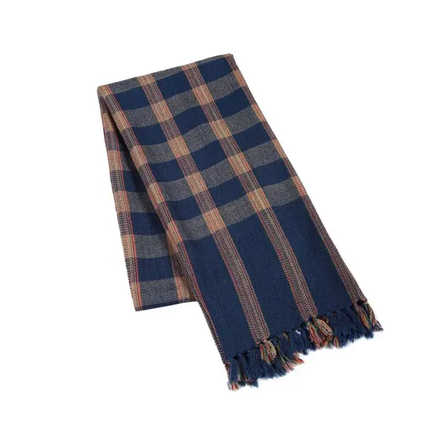 HERITAGEMODA Neutrals Navy Tartan Plaid Wool Scarf - Blue