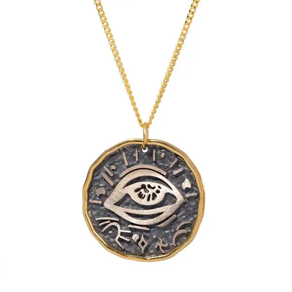 EBRU JEWELRY Mytological Symbol Pendant Sterling Silver & Gold Necklace - Gold/silver